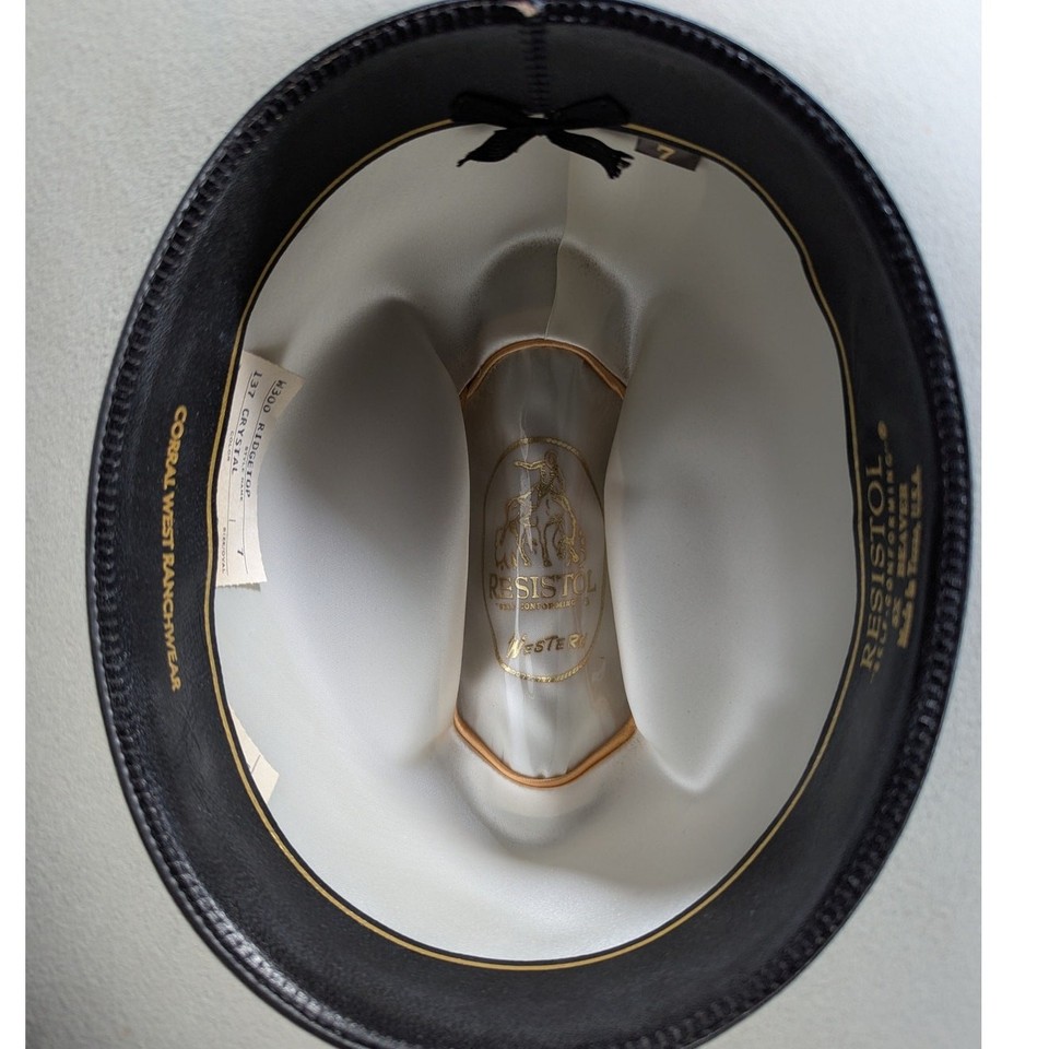 Vtg 1980s Resistol W300 Crystal Gray 5X Beaver Wool Western Rancher Hat ...