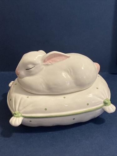 Bassano Italy Porcelain Bunny rabbit trinket box candy jewelry Dish ...
