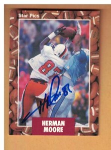 Herman Moore AUTOGRAPHED 1991 STAR PICKS FOOTBALL ROOKIE CARD SIGNED ...