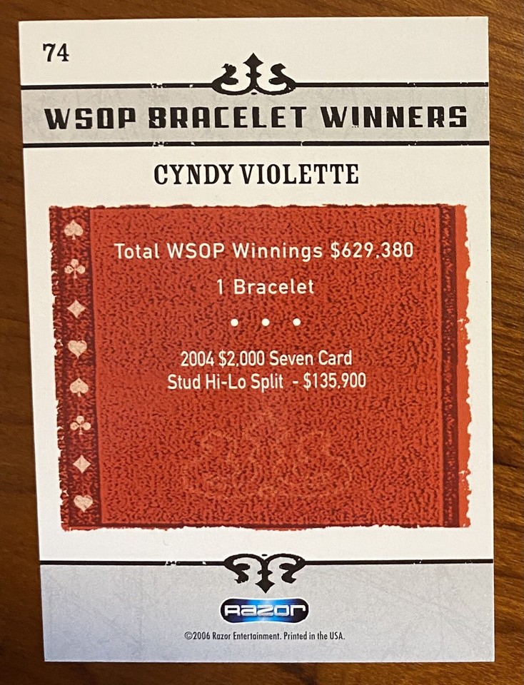 2007 Razor Poker WSOP CYNDY VIOLETTE #74 | eBay