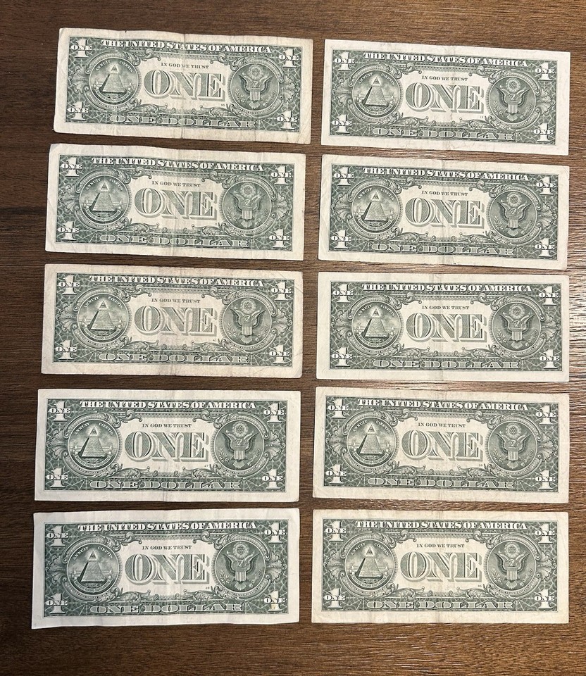 (Lot Of 10) $1 Dollar Fancy Low Serial Number Star Notes - Tough Bills ...