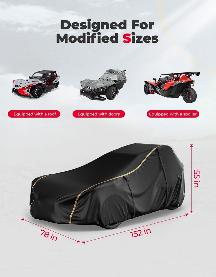 For Polaris Slingshot w/ Roof 15-23 Modiffied Storage Cover Waterproof ...