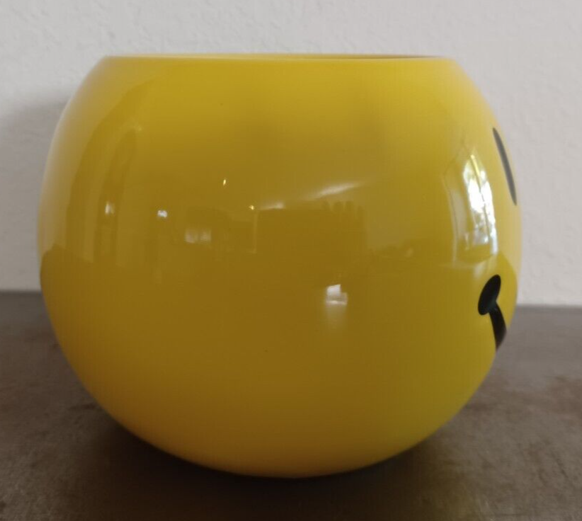 Smiley Face Ceramic Planter Vase Bowl Yellow 5.25"×4.7" | eBay