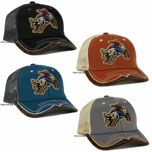 RODEO COWBOY Hat Cap Western Bull Rider Trucker Mesh Snapback Baseball ...