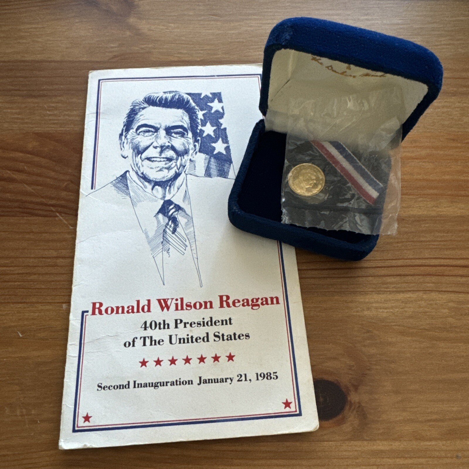 40th President Ronald Reagan 1985 2nd Inauguration 14k Gold Coin ...