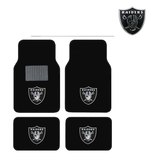 NEW NFL RAIDERS Car Carpet 4PC Floor Mats & 3-D Chrome Plastic Decal | eBay