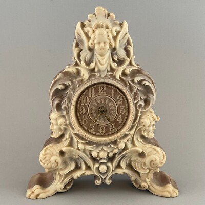 Genuine Incolay Stone Clock Mantle Shelf Table Cherub Greek Gods | eBay