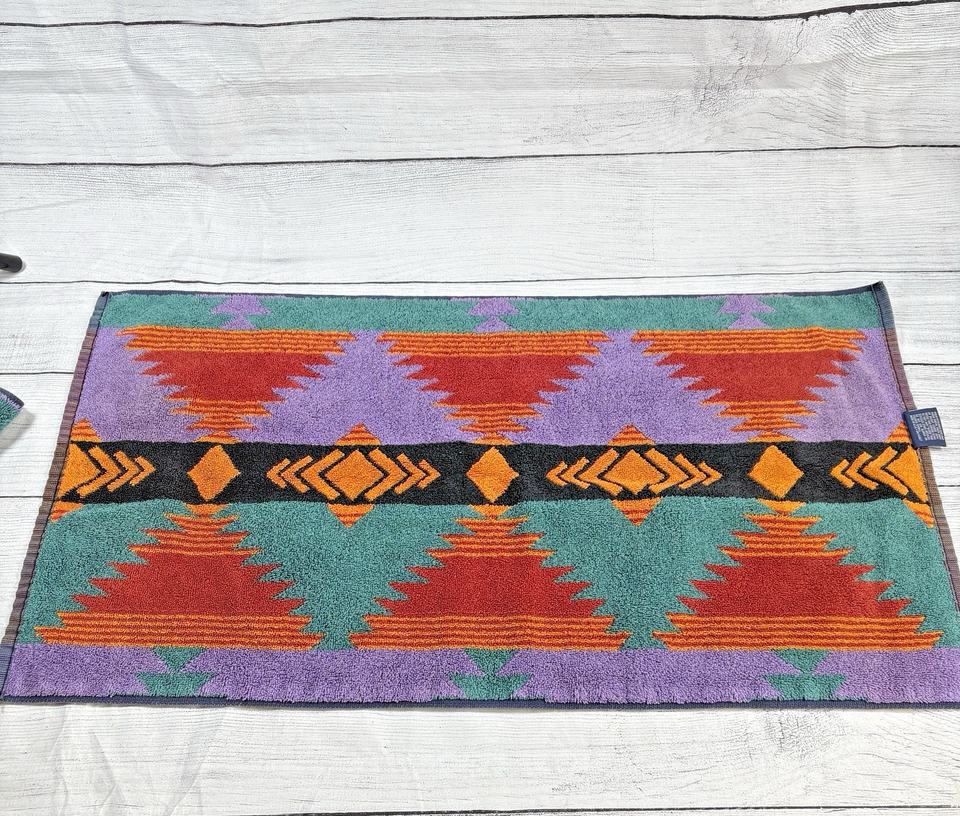 Vintage Ralph Lauren Aztec Southwest Hand Towels Set 2 Purple Red Green ...