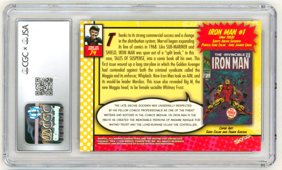 CGC JSA SS 8.5 SIGNED Gene Colan Art Card Iron Man #1 / Marvel: The ...