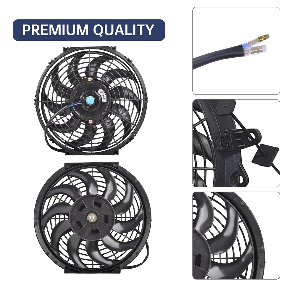 12" inch Universal Slim Fan Push Pull Electric Radiator Cooling 12V ...