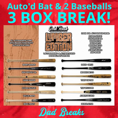 CINCINNATI REDS Autographed Gold Rush Bat + 2 Signed Baseball: 3 ...