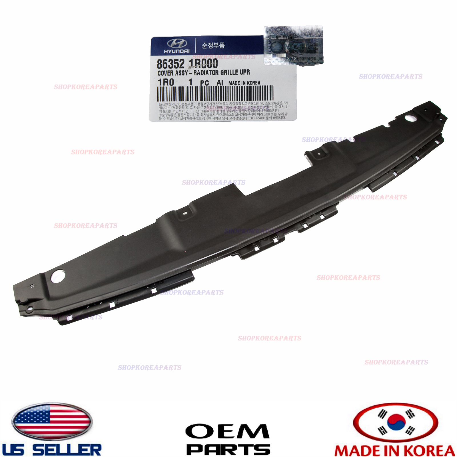 Genuine Upper Grille Cover Sight Shield OEM 2012-2017 Hyundai Accent ...