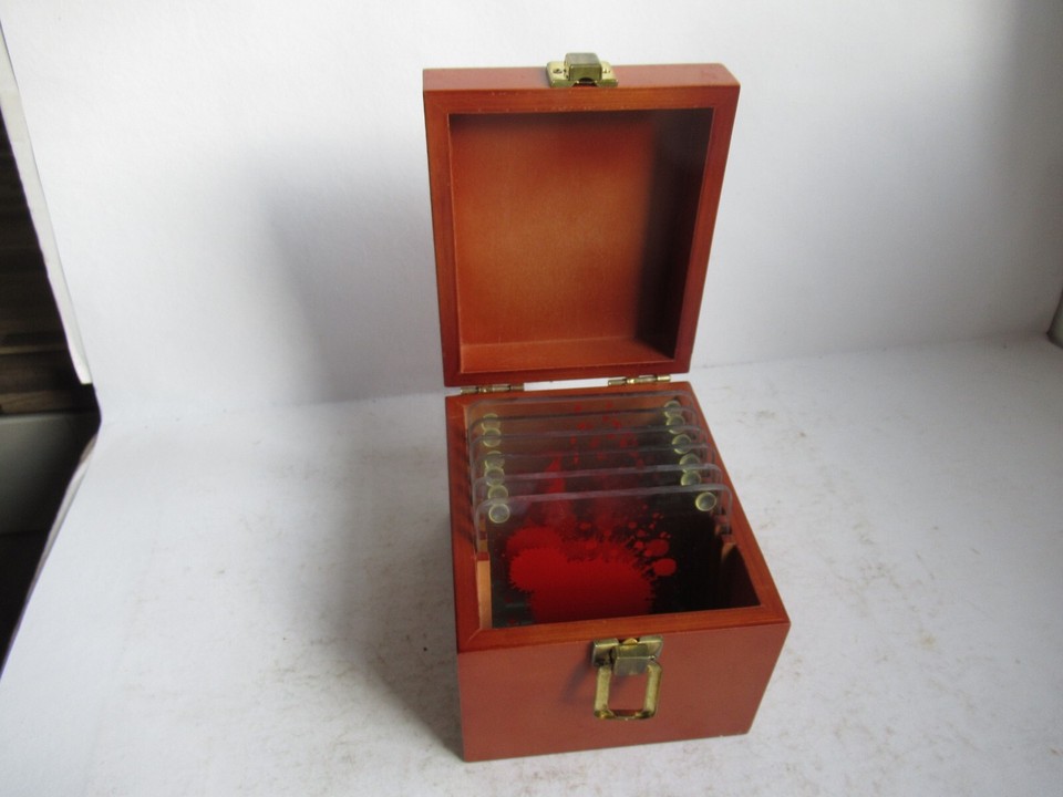 DEXTER, SHOWTIME, BLOOD SPLATTER GLASS COASTER SET OF 6, IN BOX. | eBay