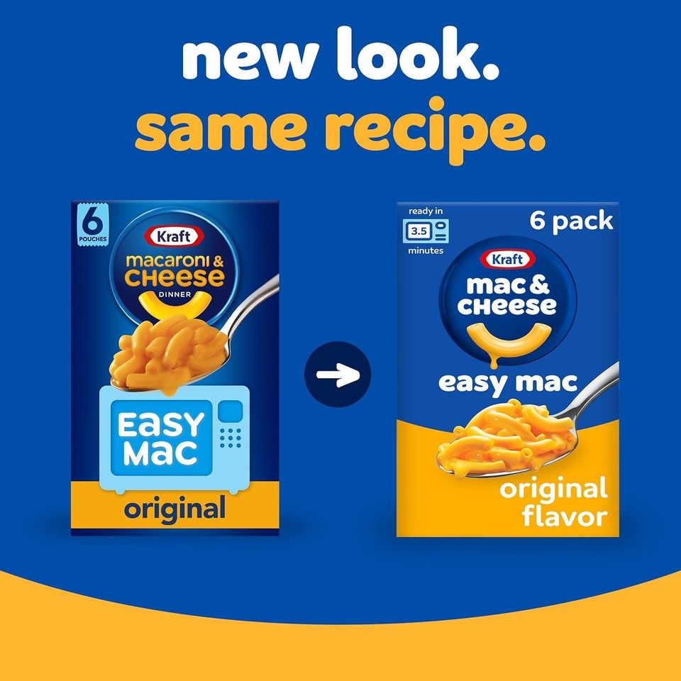 Kraft Easy Mac Original Mac & Cheese Macaroni and Cheese Dinner, 6 ct ...