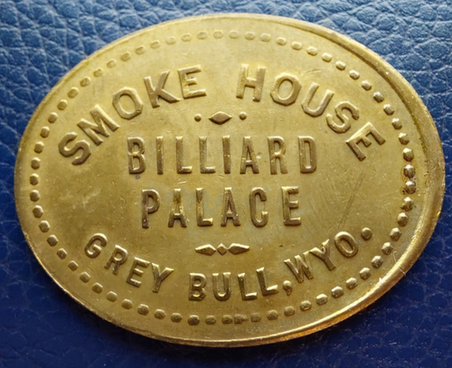 SMOKEHOUSE BILLIARD PALACE - 50 CENT TRADE TOKEN / COIN - GREY BULL ...