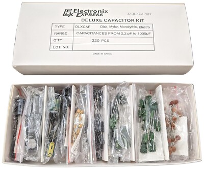 220 Piece Deluxe Capacitor Kit - Includes Disk, Mylar, Monolithic, and ...