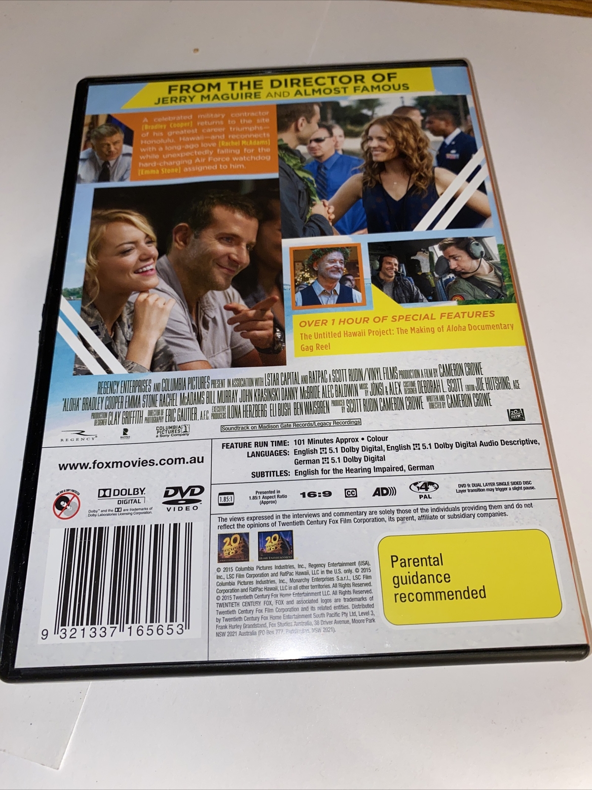 Aloha (DVD, 2015) Bradley Cooper & Emma Stone (Region 4) 9321337165653 ...
