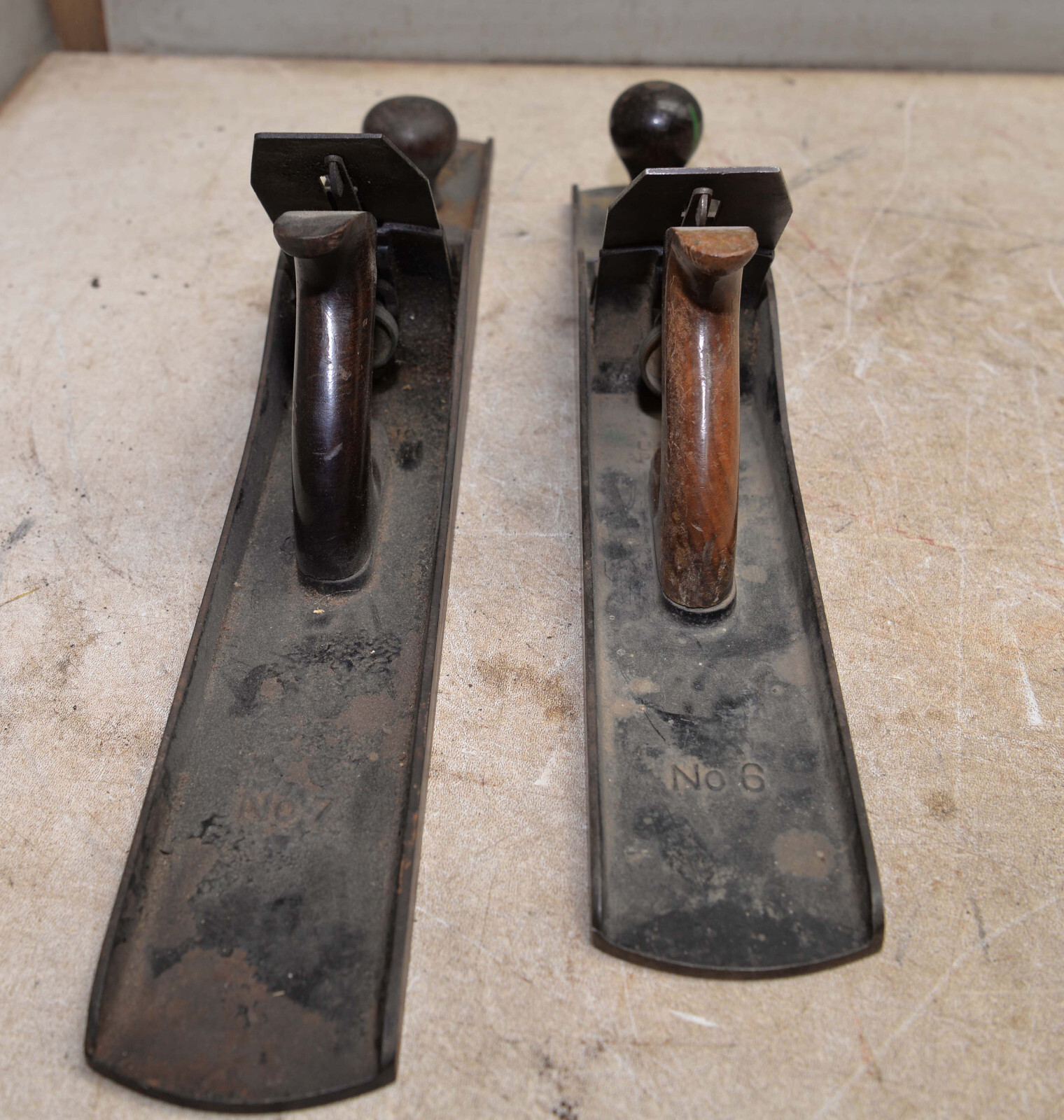 2 Stanley Bailey plane # 6 No 7 early collectible woodworking tool lot ...