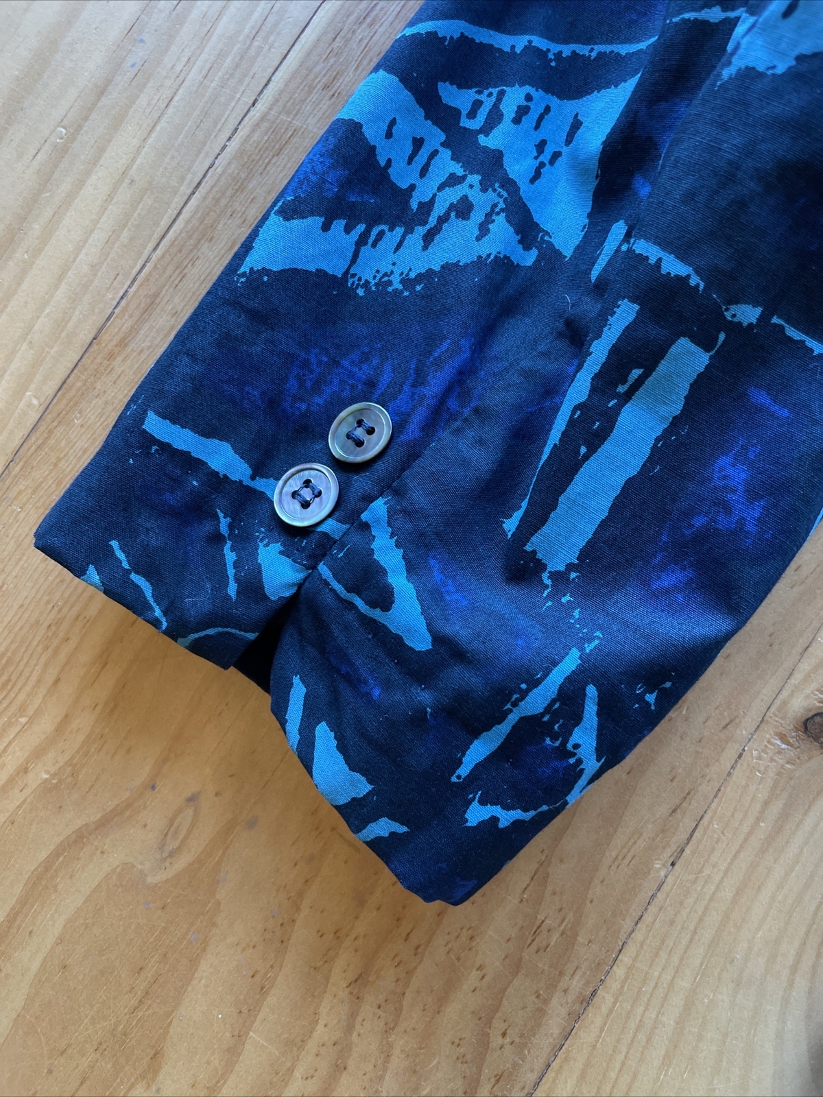 1960s Blue Abstract Print Sandwich Isles Suit Jacket … - Gem