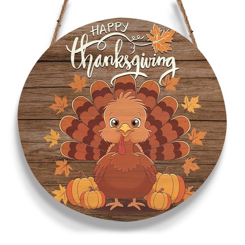 Door Sign - Happy Thanksgiving Turkey Door Hanger, Turkey Front Door ...