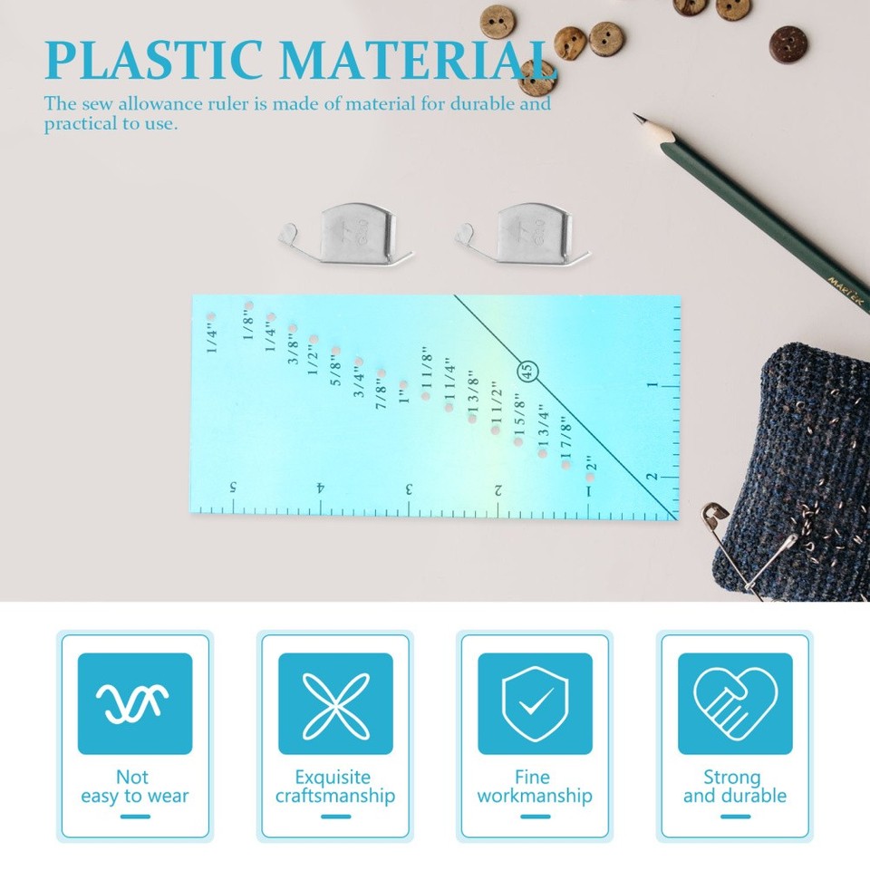 Seam Allowance Ruler Plastic Sewing Tool Set for Quilting Patchwork ...