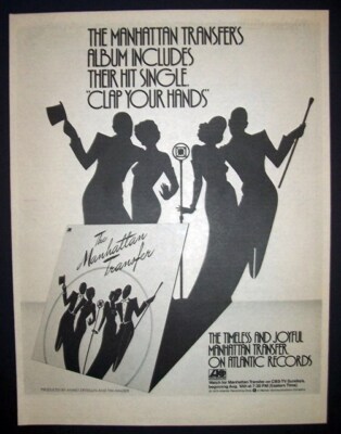 The Manhattan Transfer Clap Your Hands 1975 Poster Type Advert, Promo ...