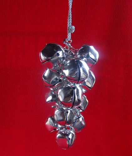 Silver Sleigh Bells ~ Jingle Bells ~ 15" Metal Cluster w 15 Bells ...