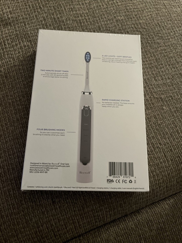 Beewell Electric Sonic 4-in-1 Toothbrush with Blue and Red Light ...