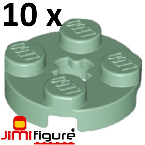 NEW 10 x LEGO 2x2 Round Plate with Axle Hole Bright Sand Green 4032 ...