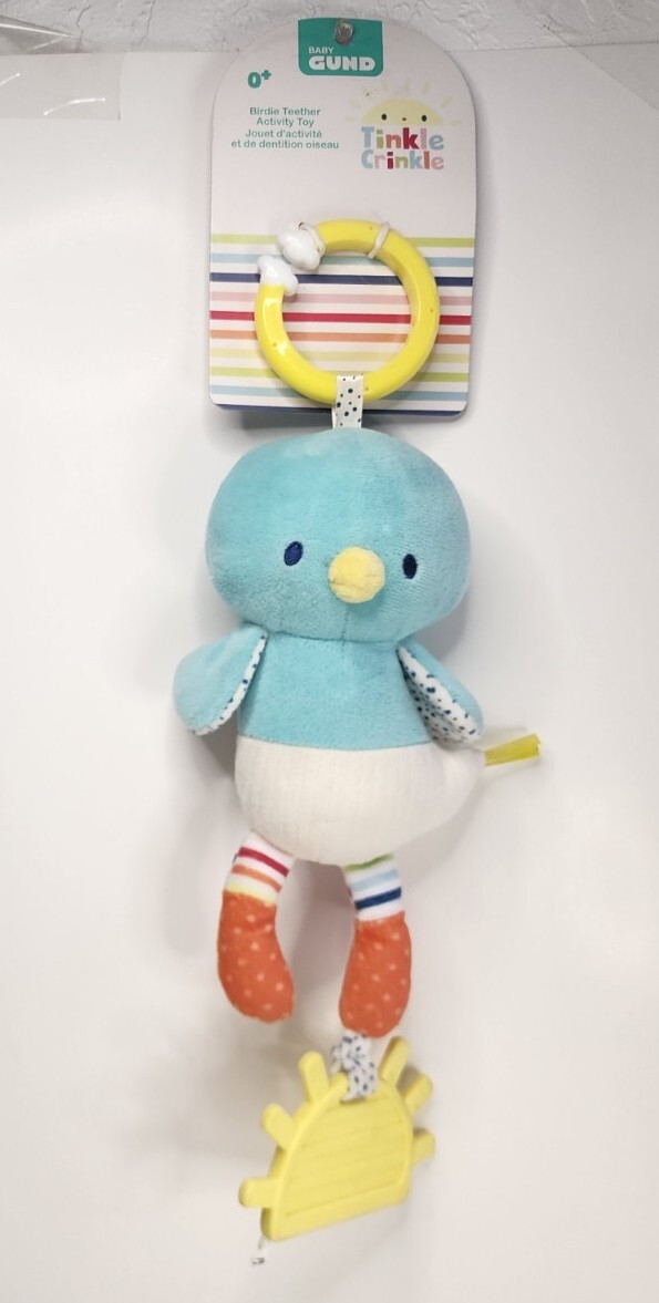 New With Tag Baby GUND "TINKLE CRINKLE" Birdie Teether/ Activity Toy ...
