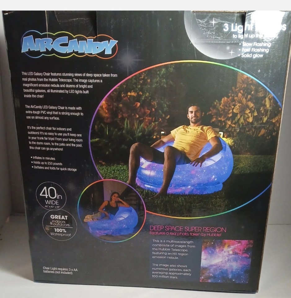 AirCandy Illuminated Color Changing LED Inflatable Galaxy Chair with ...