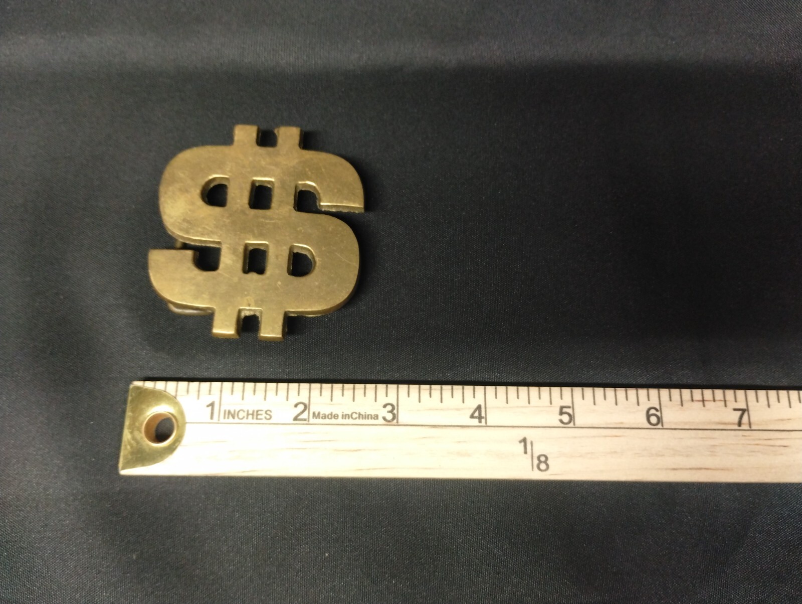Vintage 1970's Money Dollar Sign Solid Brass Metal Be… - Gem