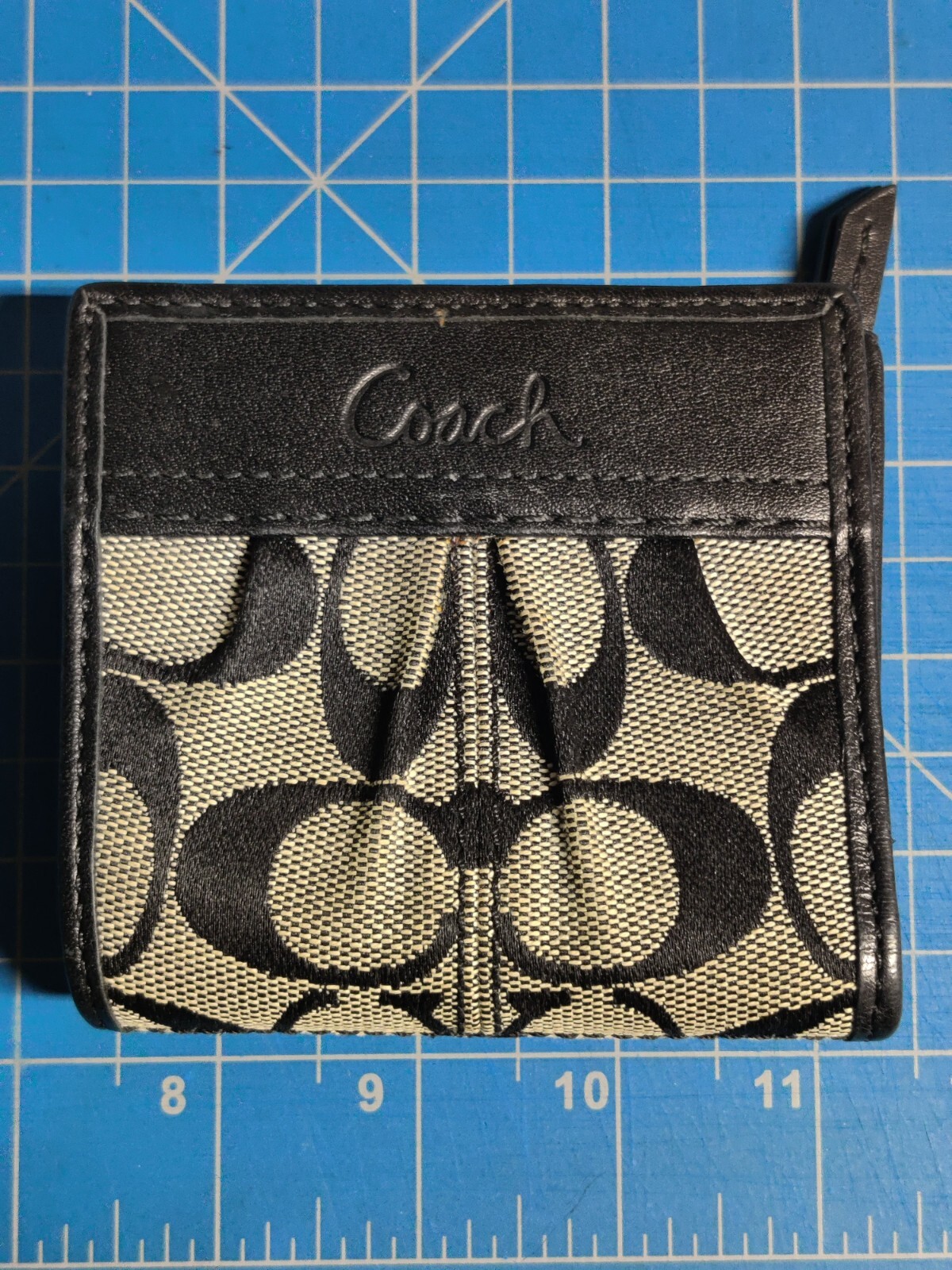 Coach Women's Black White Canvas Small Bifold Wallet … - Gem