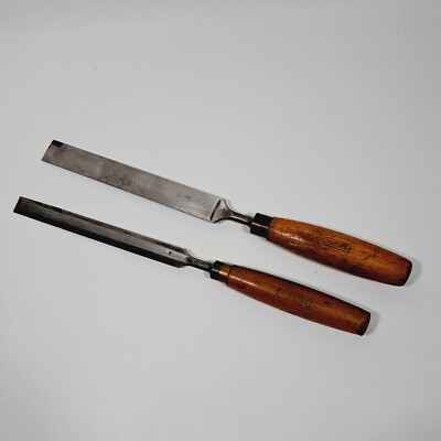 Vintage GREENLEE CHISELS 11/16" & 1" Bevel Edged Wood Working Tools Set ...