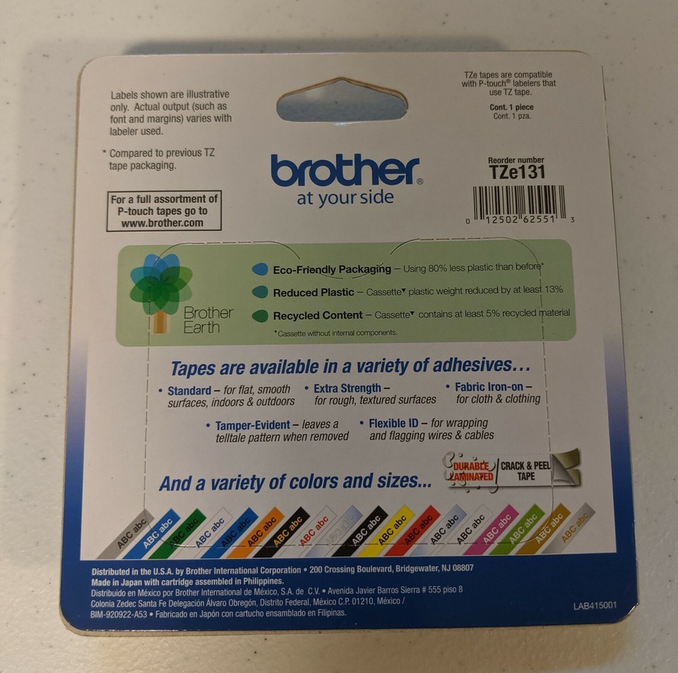 Brother P-Touch TZe-131 BLACK ON CLEAR Label Tape TZe131 / Ptouch New ...
