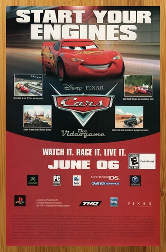 2006 Pixar Cars Playstation 2 Xbox GBA Gamecube DS Print Ad/Poster ...