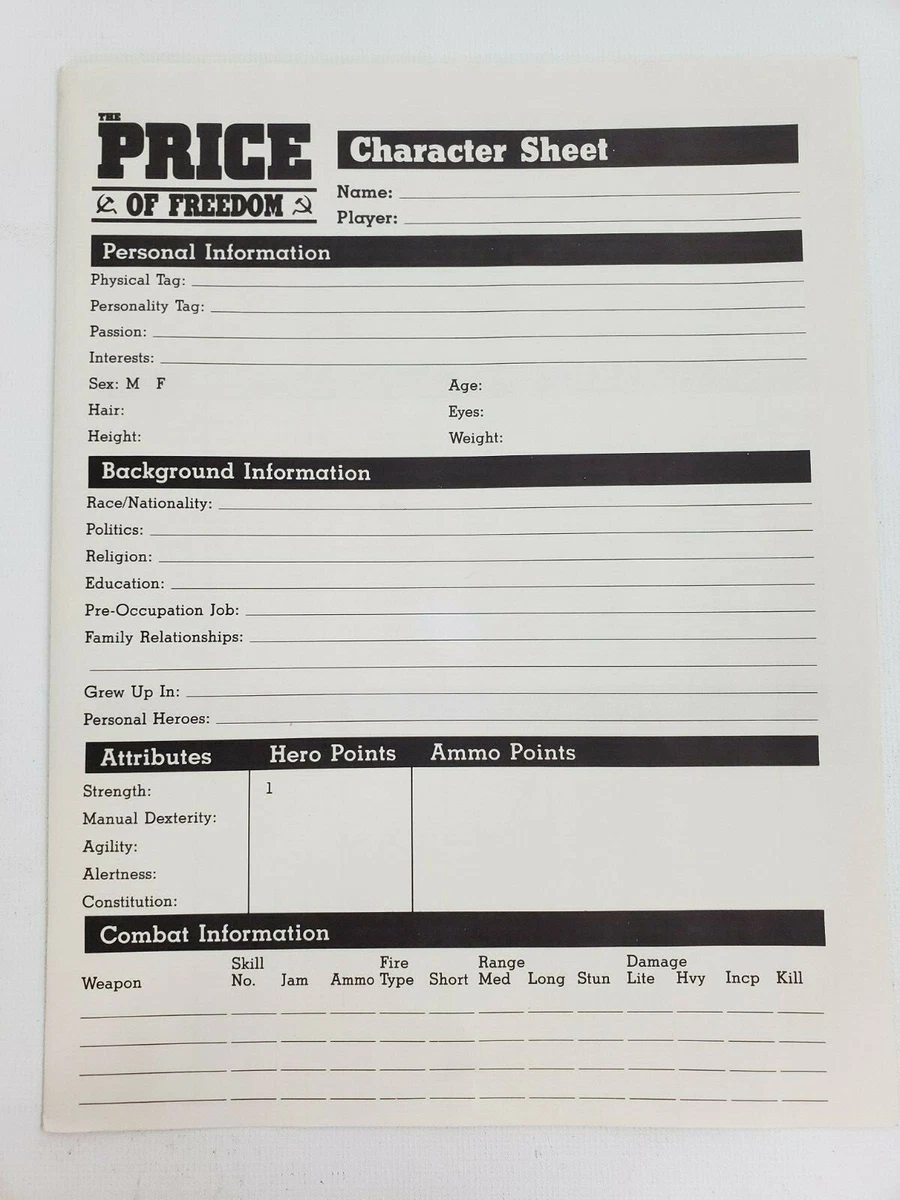 Rpg Board Game Character Sheets
