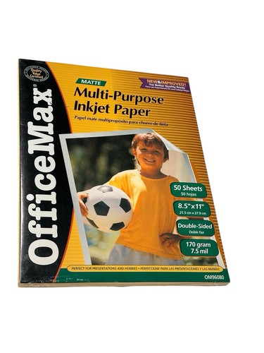 Office Max Matte Multi-Purpose Inkjet Paper 50 Count Value Pack 8.5" x ...