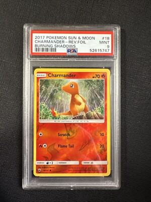 CHARMANDER 2017 Pokemon Burning Shadows #18 Reverse Foil - PSA Mint 9 ...
