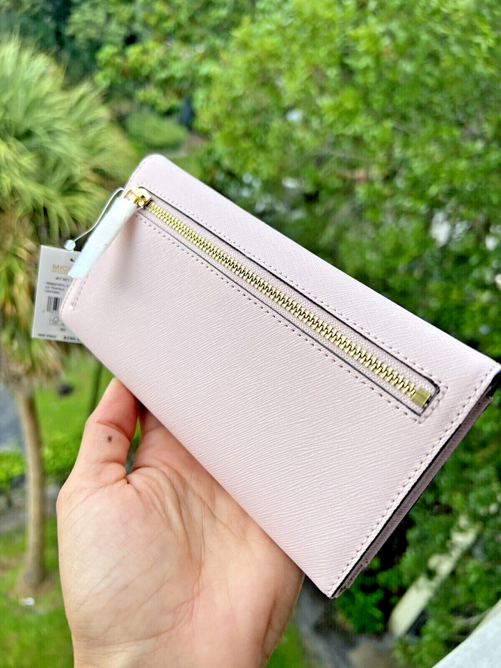 Michael Kors Women Jet Set Travel Large Trifold Wallet Clutch in Powder ...