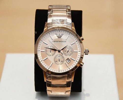 EMPORIO ARMANI MEN'S WATCH STAINLESS STEEL STRAP ROSE GOLD DIAL AR2452 ...