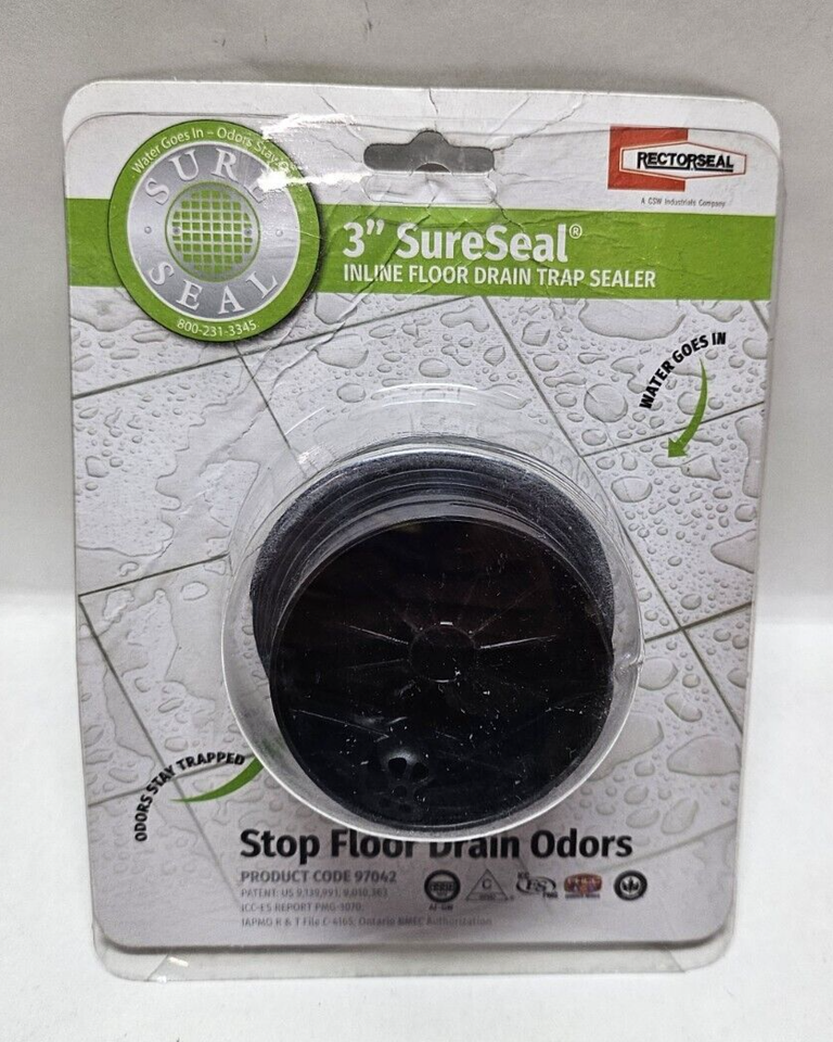 Sure Seal 97042 Inline Floor Drain Trap Sealer 3" Stop Floor Drain ...