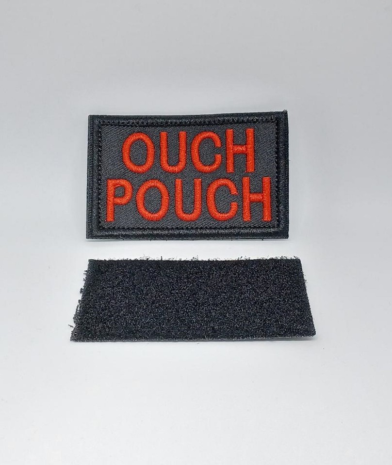 Ouch Pouch Embroidered Hook & Loop Tactical Morale Patch RED Text | eBay