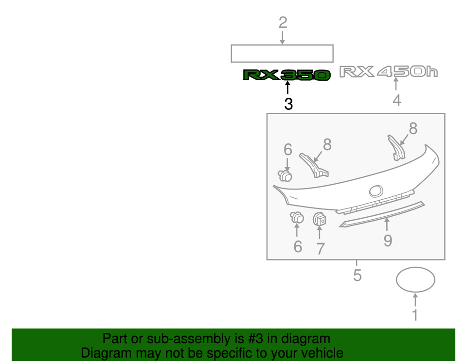 Genuine Lexus 2016-2022 Lexus RX350 - Nameplate 75443-0E040 | eBay