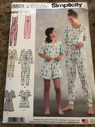 🌻 SIMPLICITY #8801-MOTHER-DAUGHTER JUMPSUIT or ROMPER PATTERN S-L & XS ...