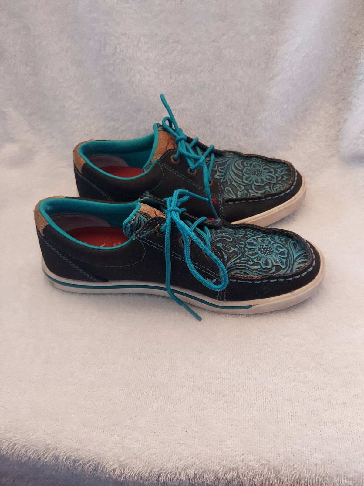 Women's Twisted X Kicks Teal & Black Tooled Leather C… - Gem