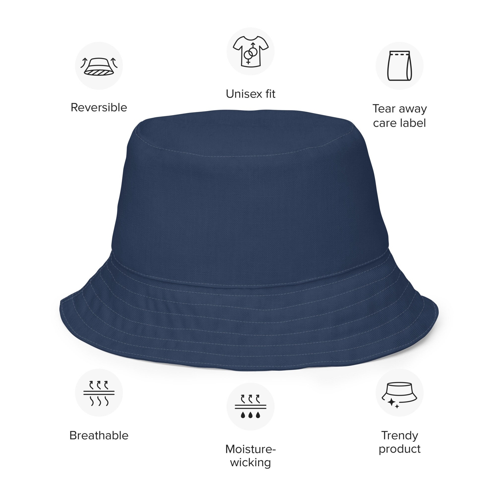 Reversible Bucket Hat - Navy Blue & White: Stylish Comfortable ...