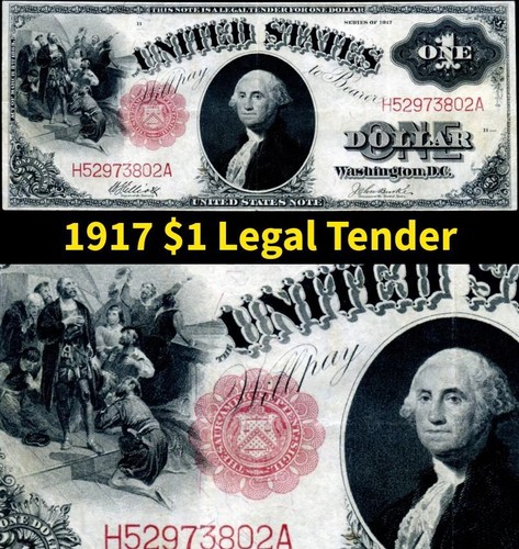 HGR SUNDAY 1917 $1 Legal Tender ((Beautiful Example)) VERY LIGHTLY ...