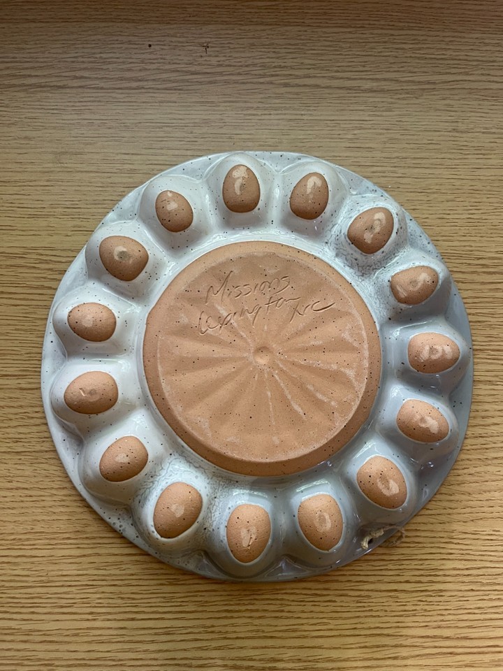 Vintage Deviled Egg Platter Tray Decor Tri Color Pretty Kitchenware ...