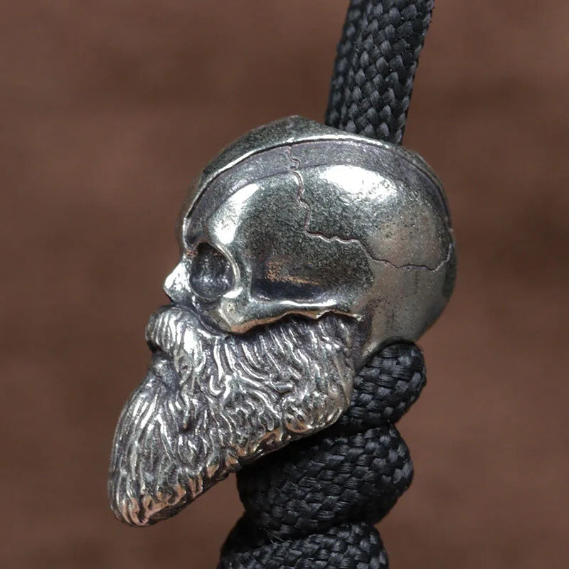 EDC Long Bearded Spartan Paracord Knife Bead Lanyard Brass DIY Pendant ...